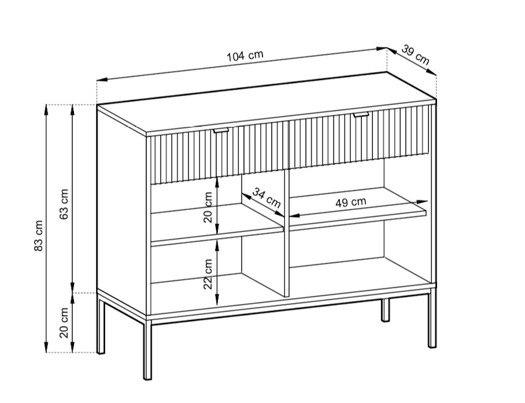Excalibur Sideboard Cabinet 104cm - Solid Home Furniture
