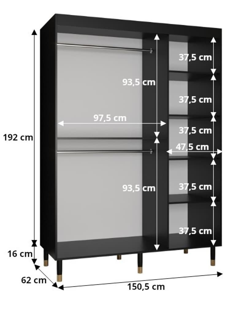 Elizabeth Sliding Door Wardrobe 150cm - Solid Home Furniture